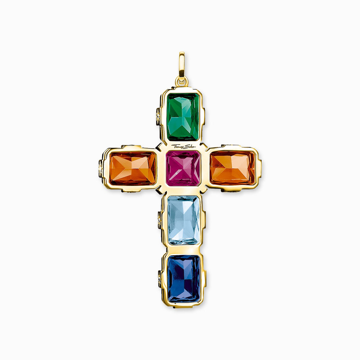 Thomas Sabo Large Gold Plated Colourful Stones Cross Pendant – Coe & Co ...