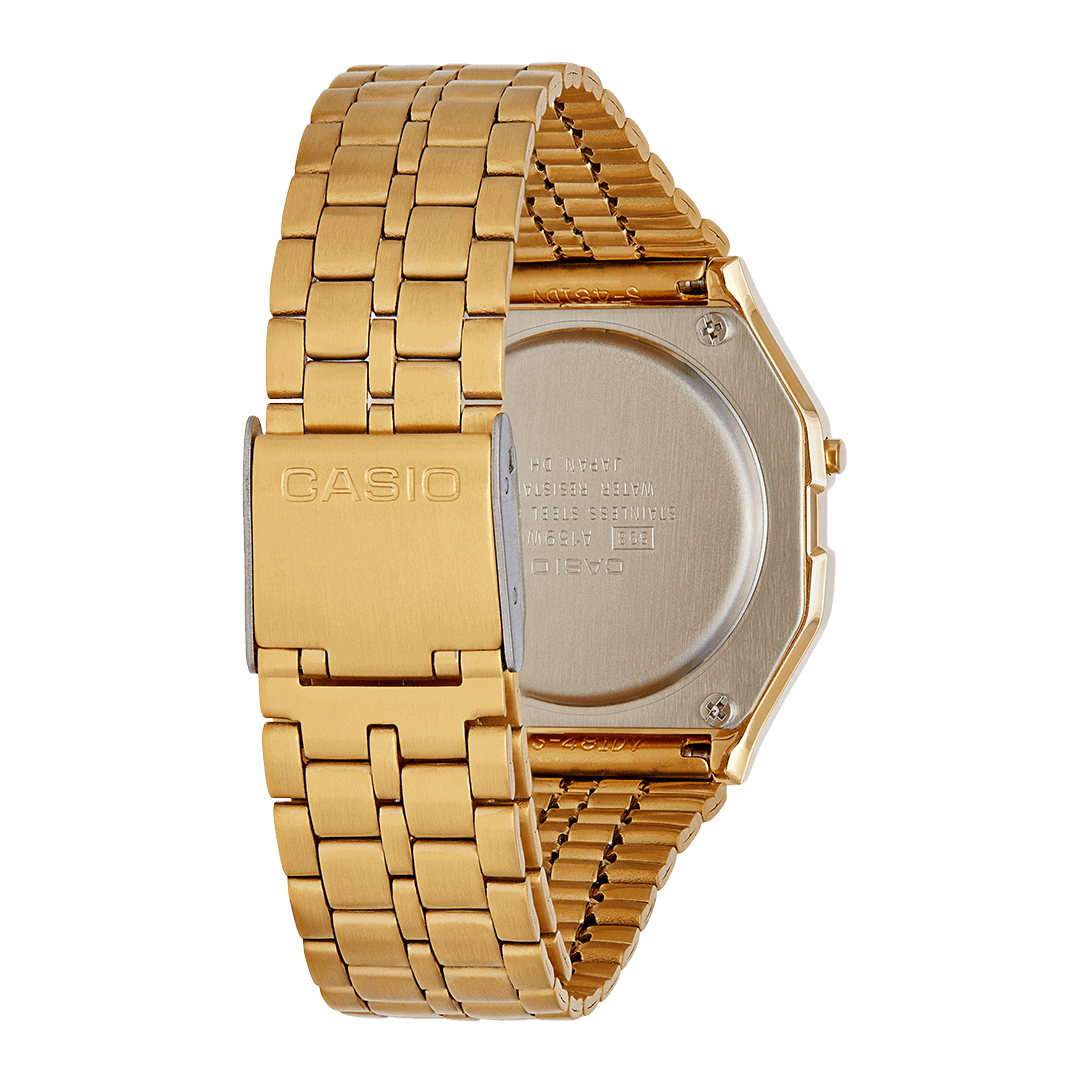 Casio Vintage Retro Collection Gold Stainless Steel Digital Watch A159 ...