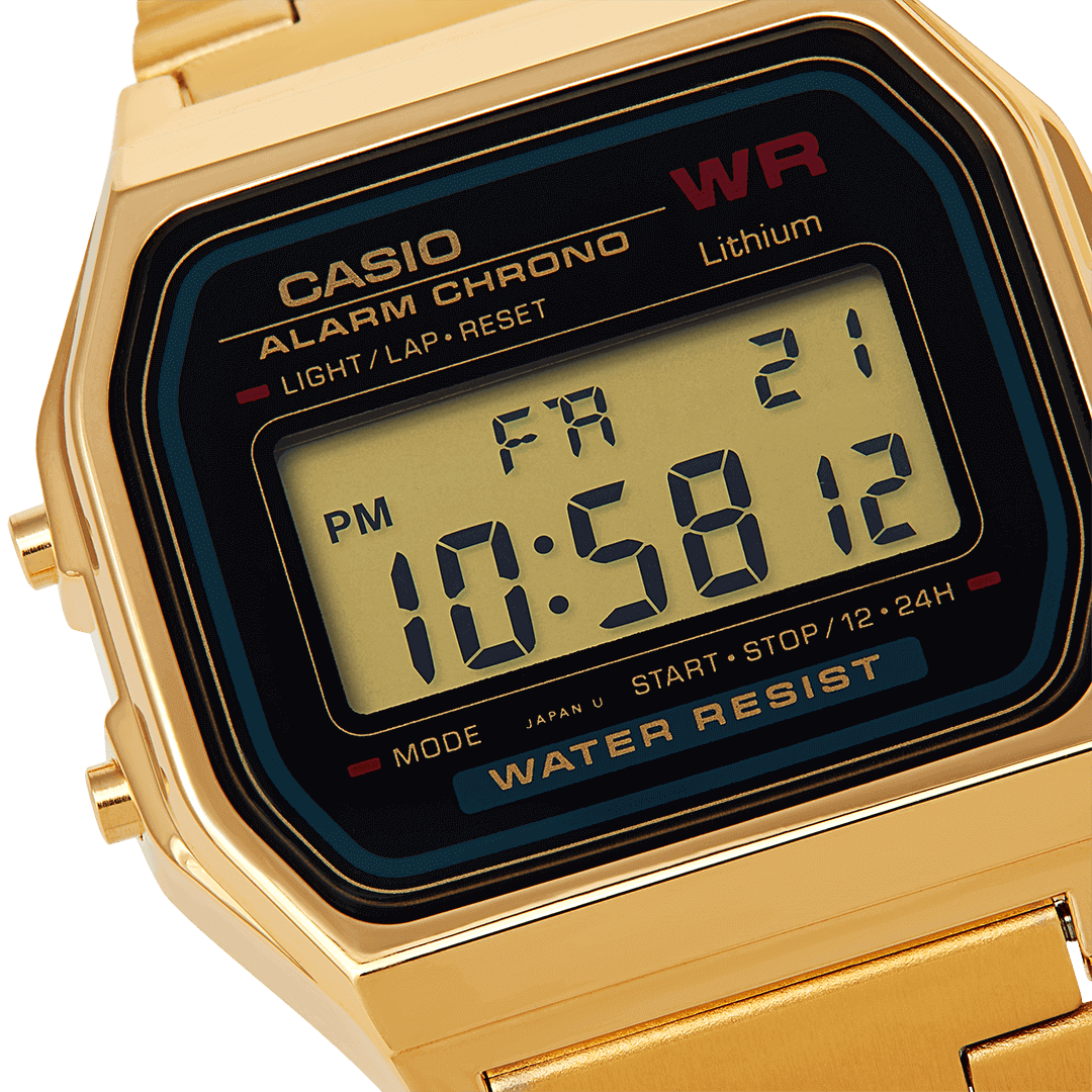 Casio Vintage Retro Collection Gold Stainless Steel Digital Watch A159 ...
