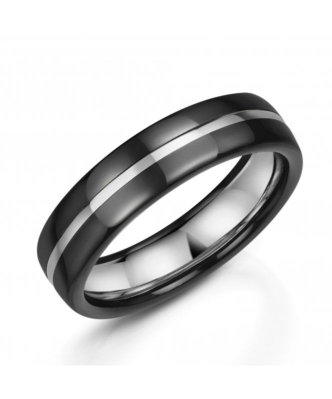 Zedd 6mm Zirconium & 9ct White Gold Men's 6mm Wedding Ring – Coe & Co ...